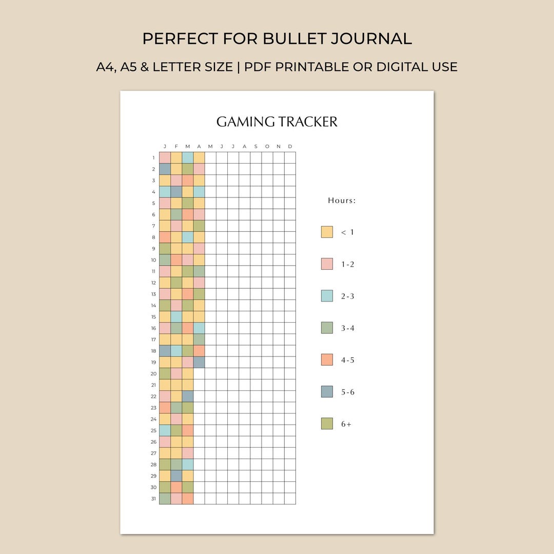 Gaming Tracker Printable | Video Games & Screen Time Habit Tracker With ...