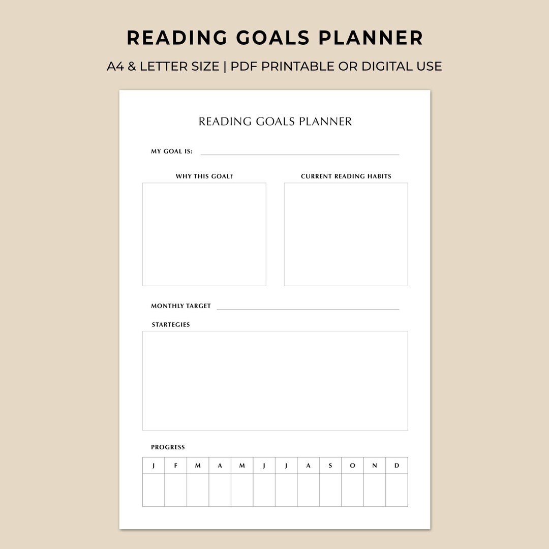 Reading Goals Planner Printable | Reading Goal Setting & Progress ...