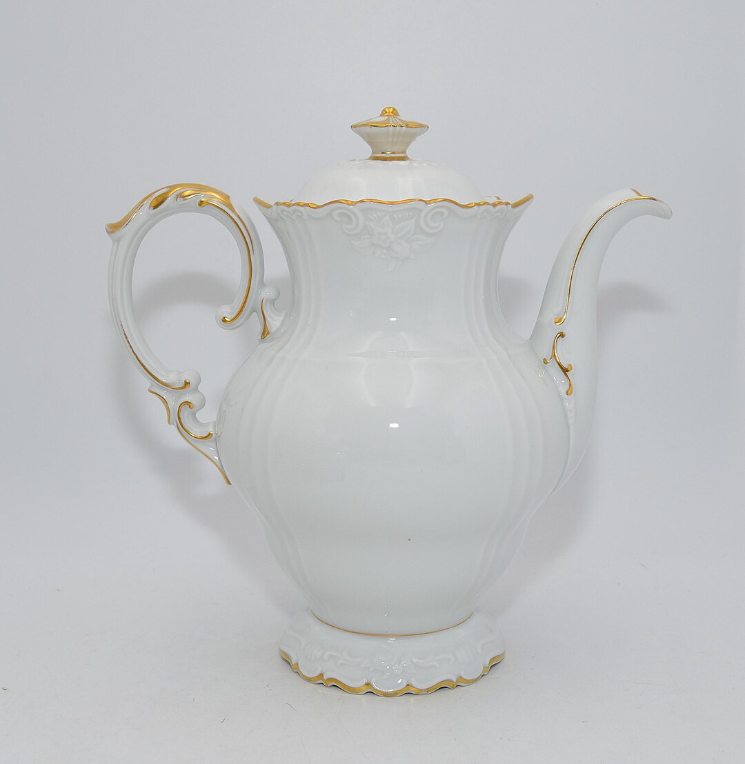 Art Deco Coffee Pot Felda Rhön Coffee Pot White With Gold Rim Tableware ...