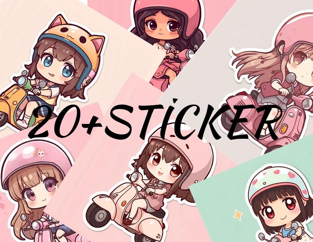 Cute Sticker Girl Riding a Motorcycle Stickers a Free Spirit, Adorable ...