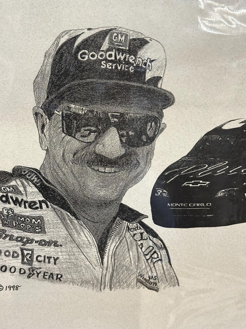 Vintage 1998 Dale Earnhardt Drawing Print by Frank Nareau - Etsy