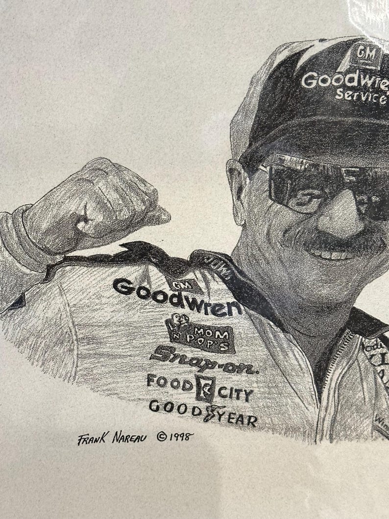 Vintage 1998 Dale Earnhardt Drawing Print by Frank Nareau - Etsy