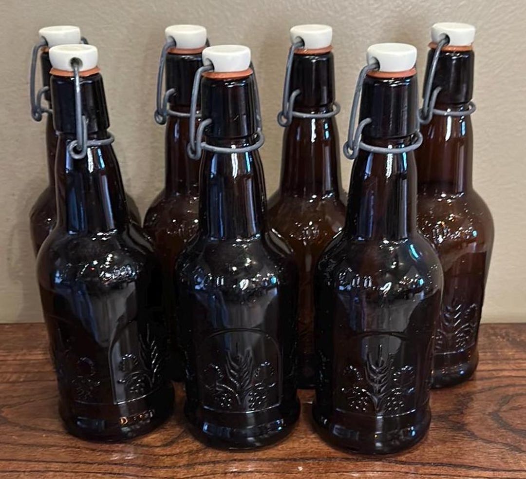 EZ Cap Amber Glass Swing Top Bottles Set of 7 - Etsy