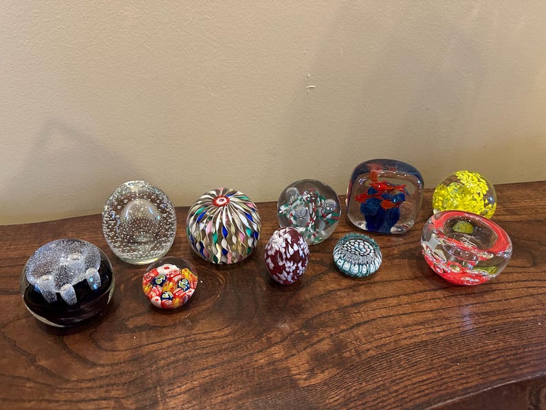 Vintage Murano Style Glass Round Paperweights - Etsy
