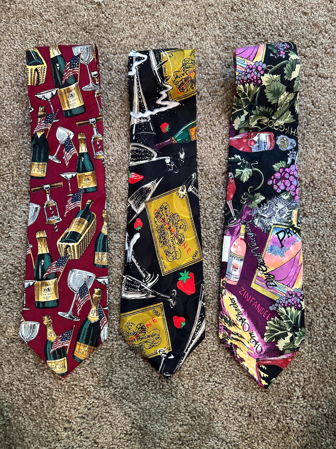 Vintage Wine and Champagne Themed Neckties - Etsy