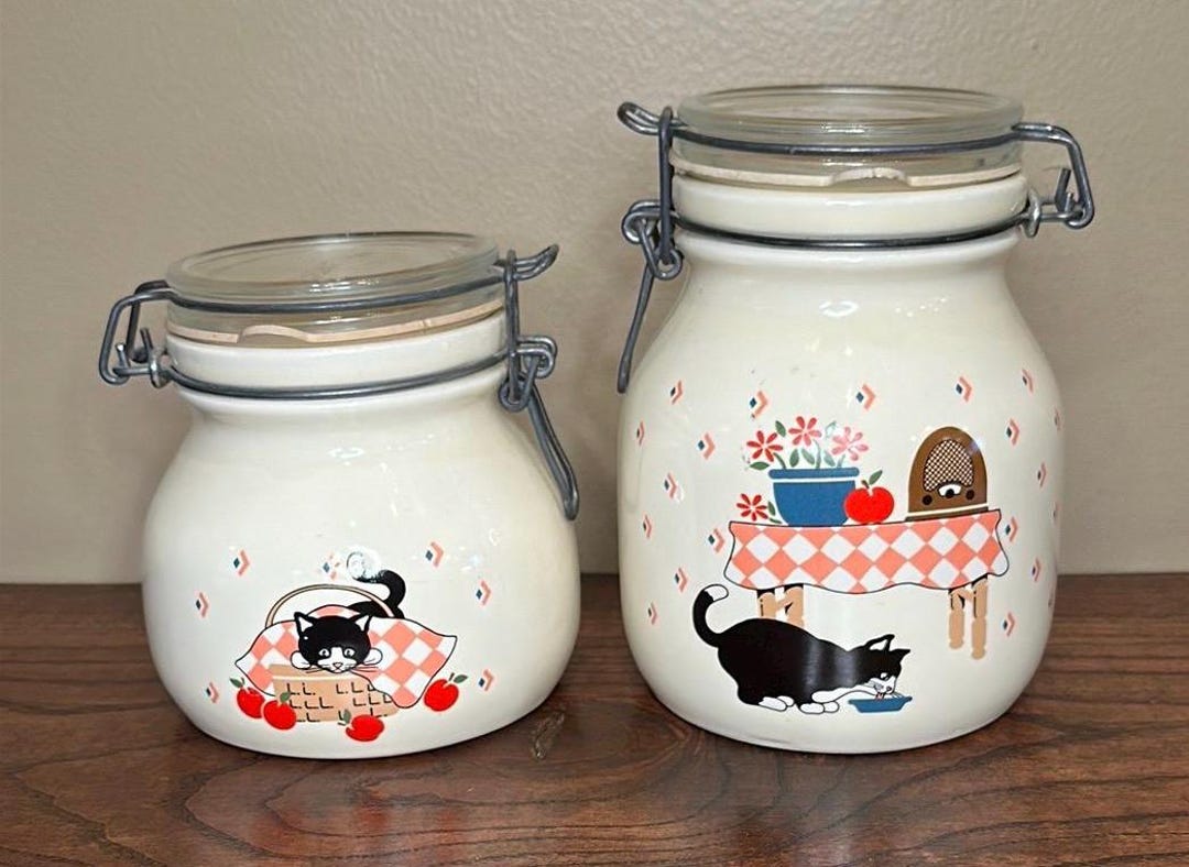 Vintage Charming Hermetic Cat Design Ceramic Jars - Etsy