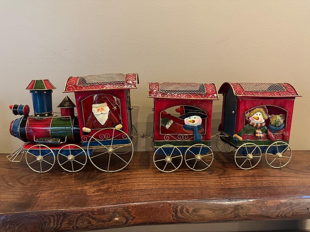 Vintage Holiday Home 3 Piece Tin Train Set - Large - Etsy