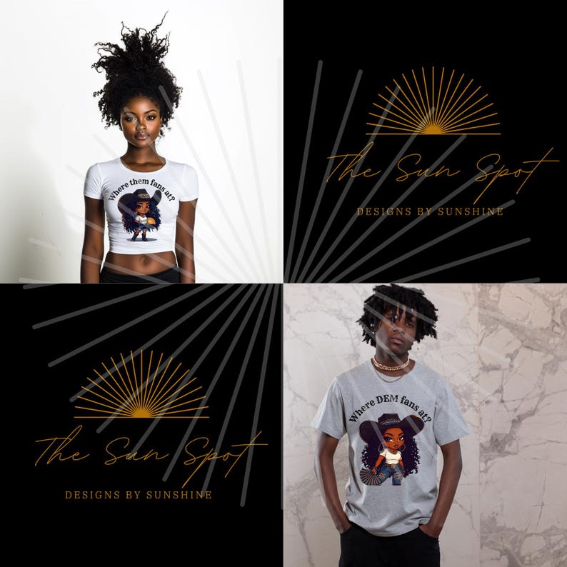 8 Cute Black Cowgirl Where Dem Fans PNG Files| Chibi Black Girl Afro ...