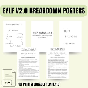 EYLF Outcome Posters B&w | Early Years Learning Framework Planning ...