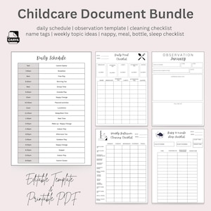 Editable Childcare Forms Bundle | Daily Schedule, Observation (canva ...