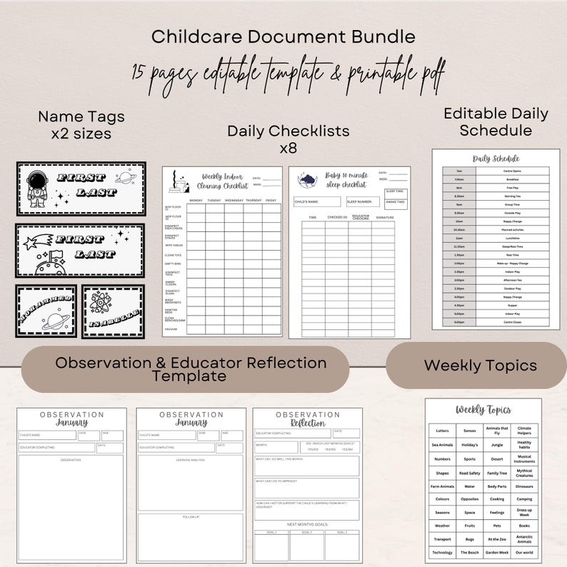 Editable Daycare Forms | Daily Schedule & Observation Template ...