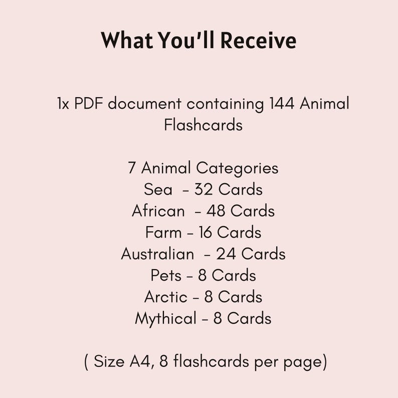 144 Printable Animal Flashcards for Kids | Montessori Educational ...