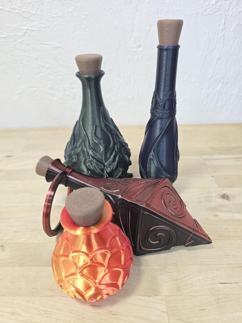 Cosplay Potion Set – 3D Printed Bottles for Life, Mana, Elixir & Poison ...
