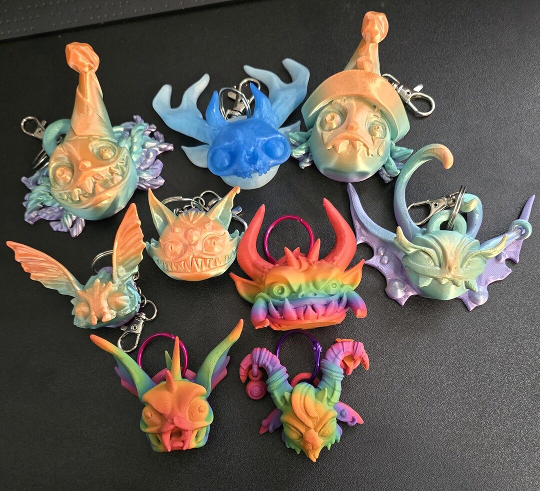 Creepy Keychains - 3D Printed in Gradient PLA, Various Designs, Unique ...