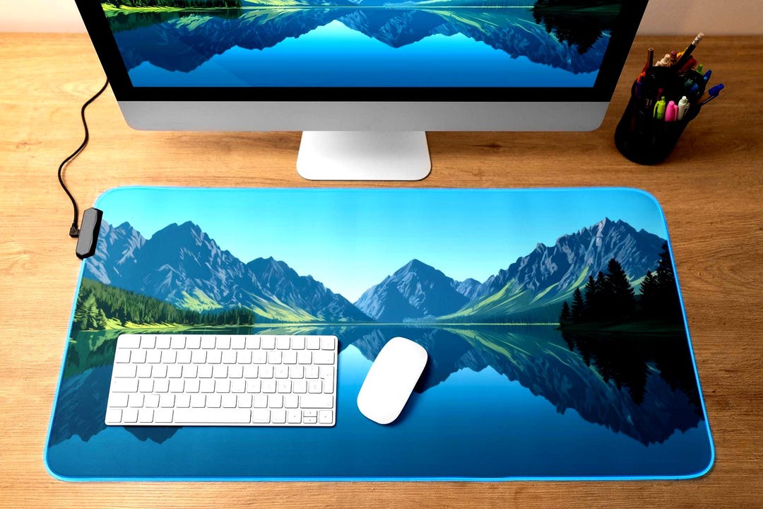 Scenic LED Gaming Mouse Pad | RGB Light up Desk Mat for Gamers | Nature ...