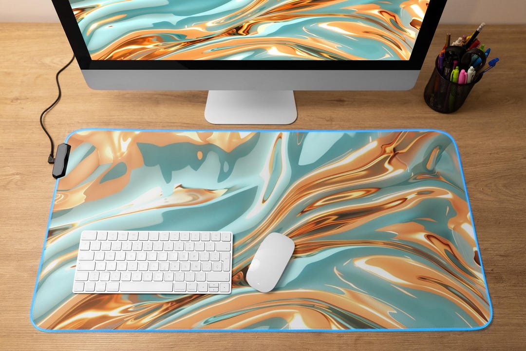 Metallic Luxury Desk Mat | XL Gaming Desk Mat With Liquid Chrome ...