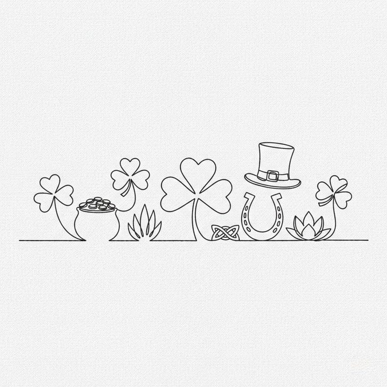 Shamrock Clover Border Embroidery Design, St Patrick's Day (digital ...