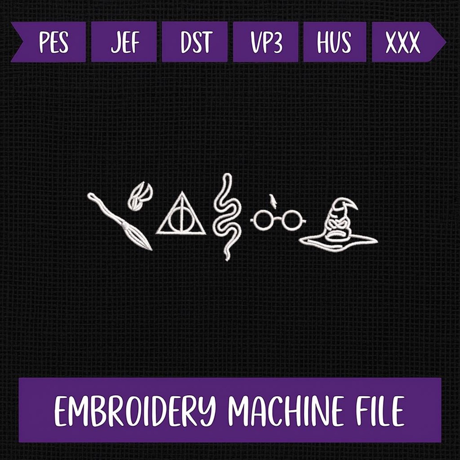 Harry Potter Embroidery Design, Wizard Magic Symbols Embroidery File ...