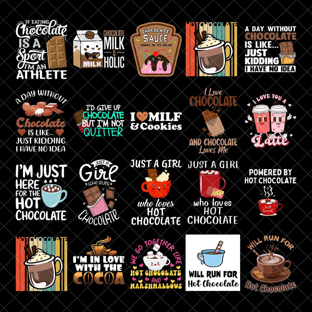 Hot Chocolate Watercolor Clipart Bundle - 384 PNG Hot Cocoa Images ...