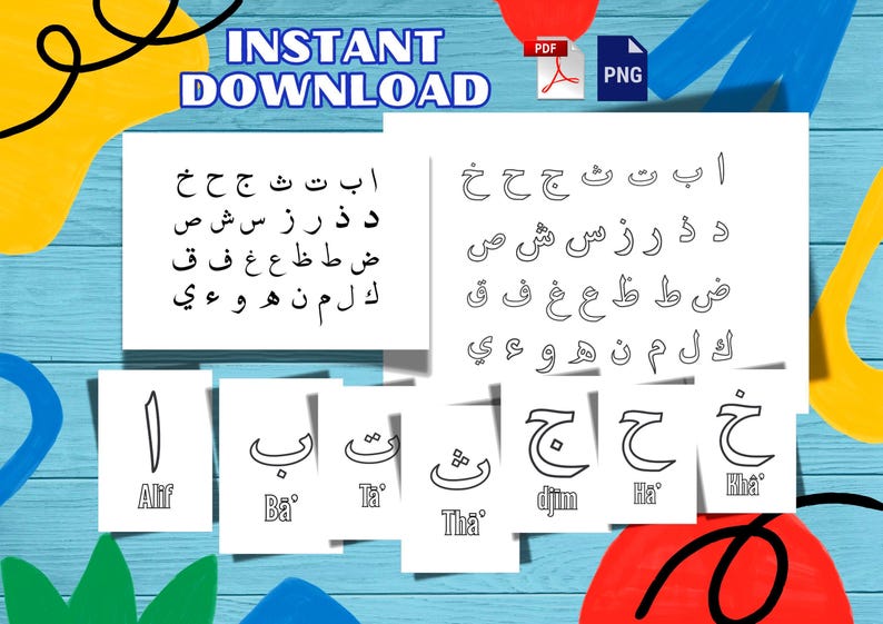 Arabic Alphabet Poster & Coloring Pages | 28 Individual Arabic Letters ...