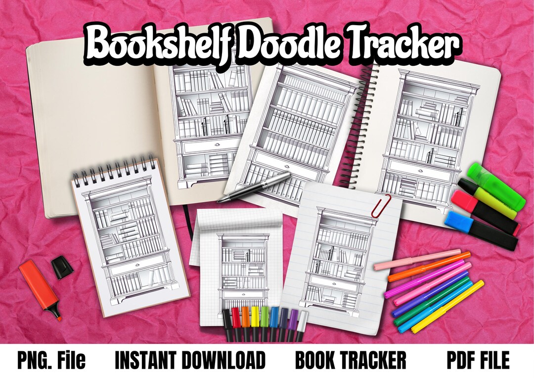 Bookshelf Doodle Tracker|sofortigerdownload | Bücher-trackerdigitaler ...