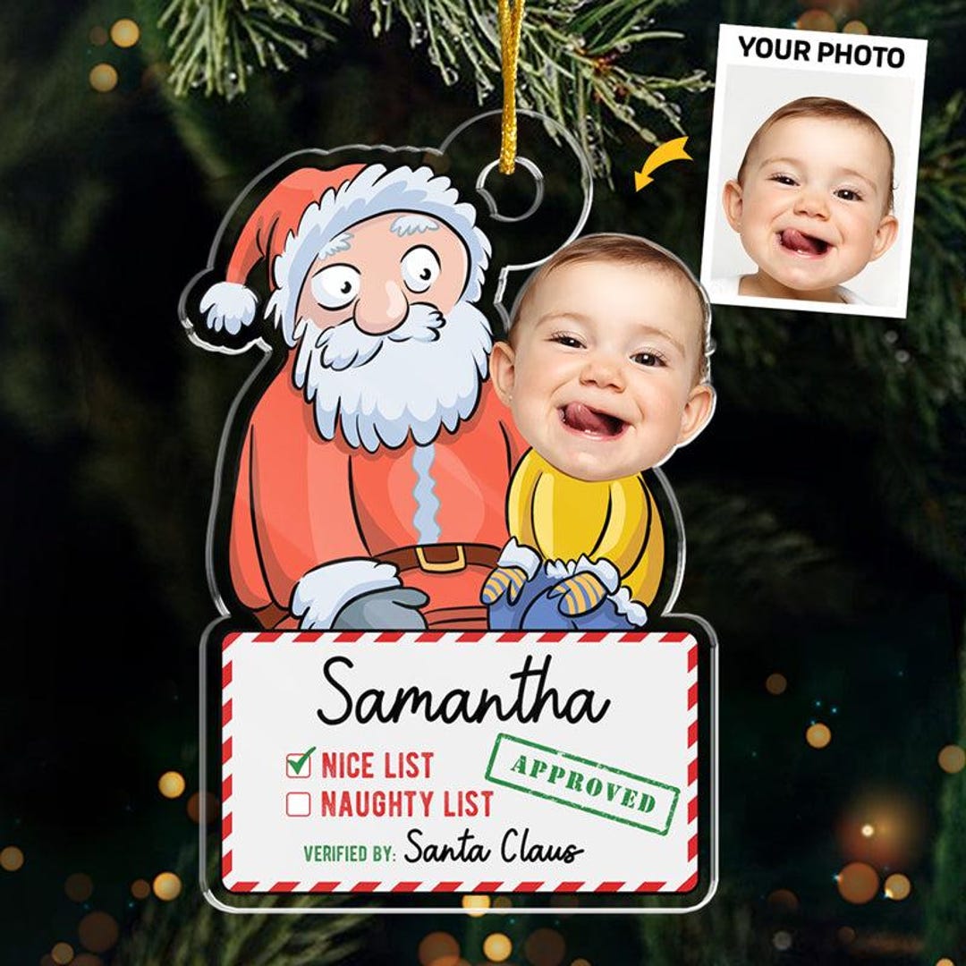 Baby Kid Custom Photo Santa's Nice List Family Personalized Custom ...