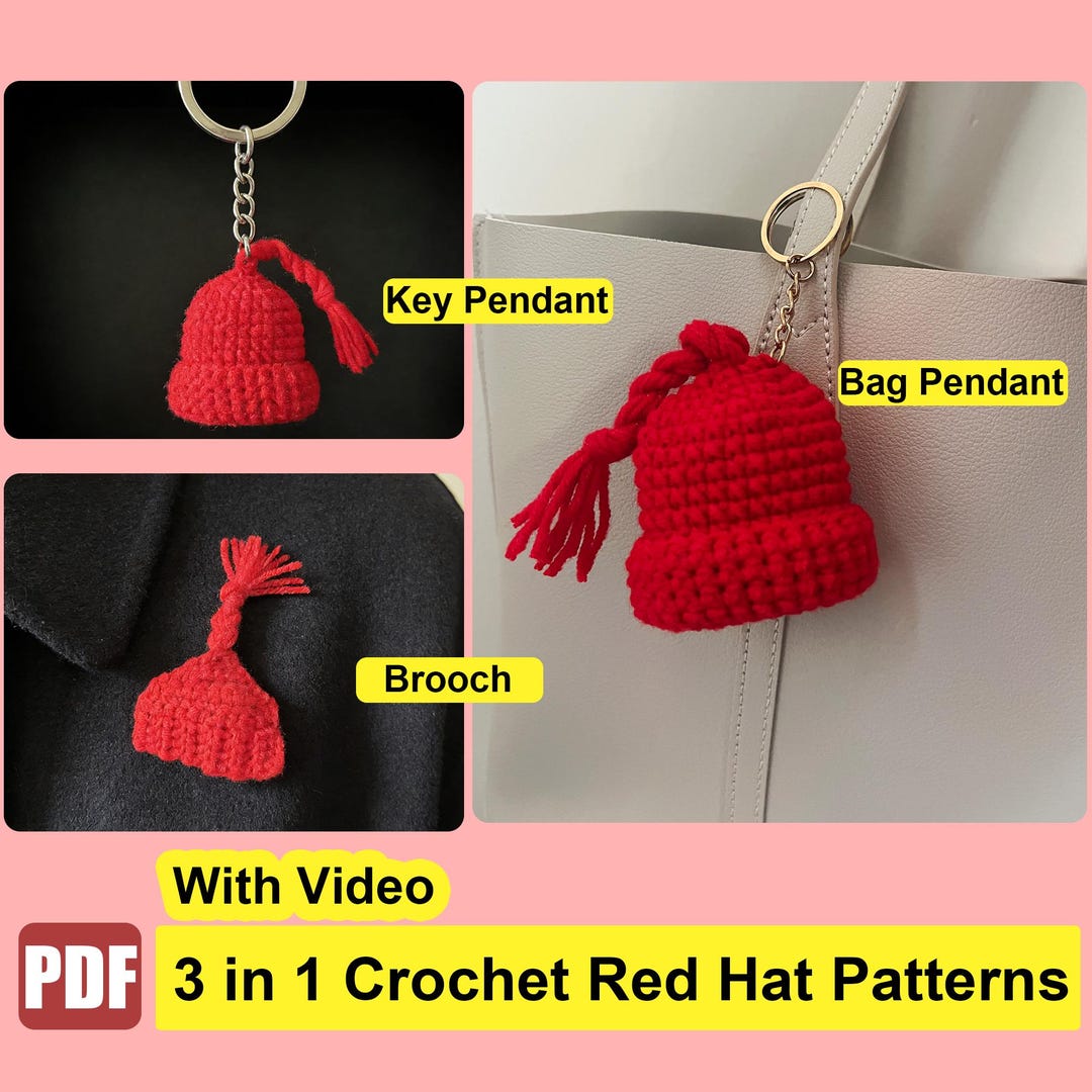3 in 1 Crochet Red Hat Pattern Pdf,melt the ICE Mini Hat Brooch ...