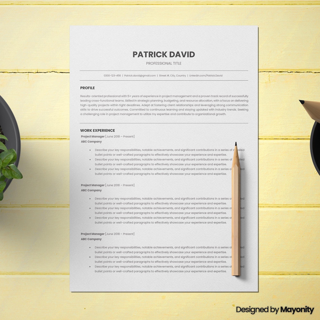 Professional Resume Template – Modern & Minimalist Design - Etsy