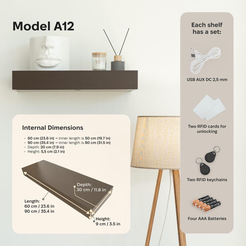 RFID Hidden Shelf Safe | Wall-mounted Secret Storage Box | Keyless Lock ...