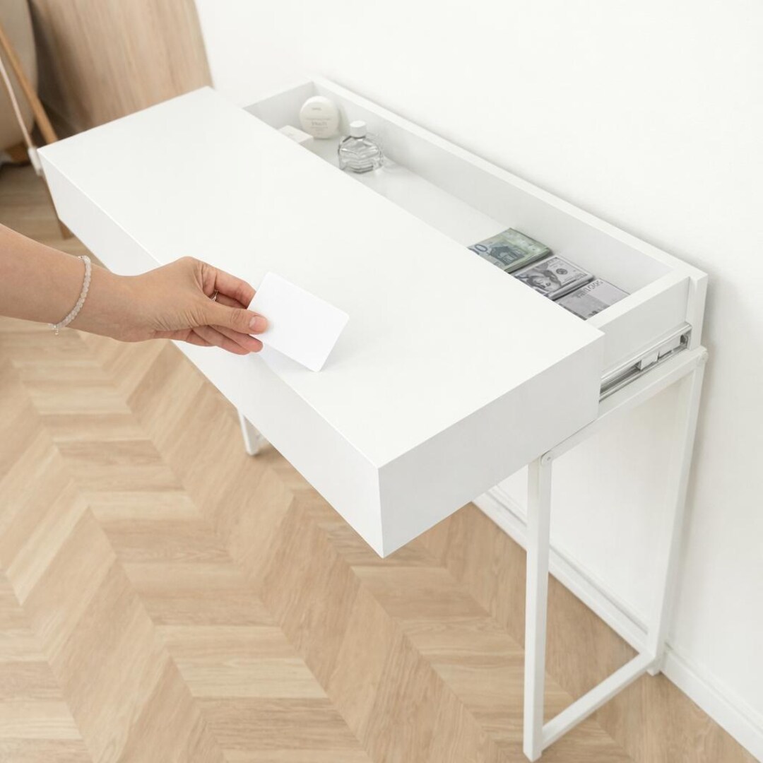 Entryway Console Table With Hidden Safe Drawer – Lockable Hallway Table ...