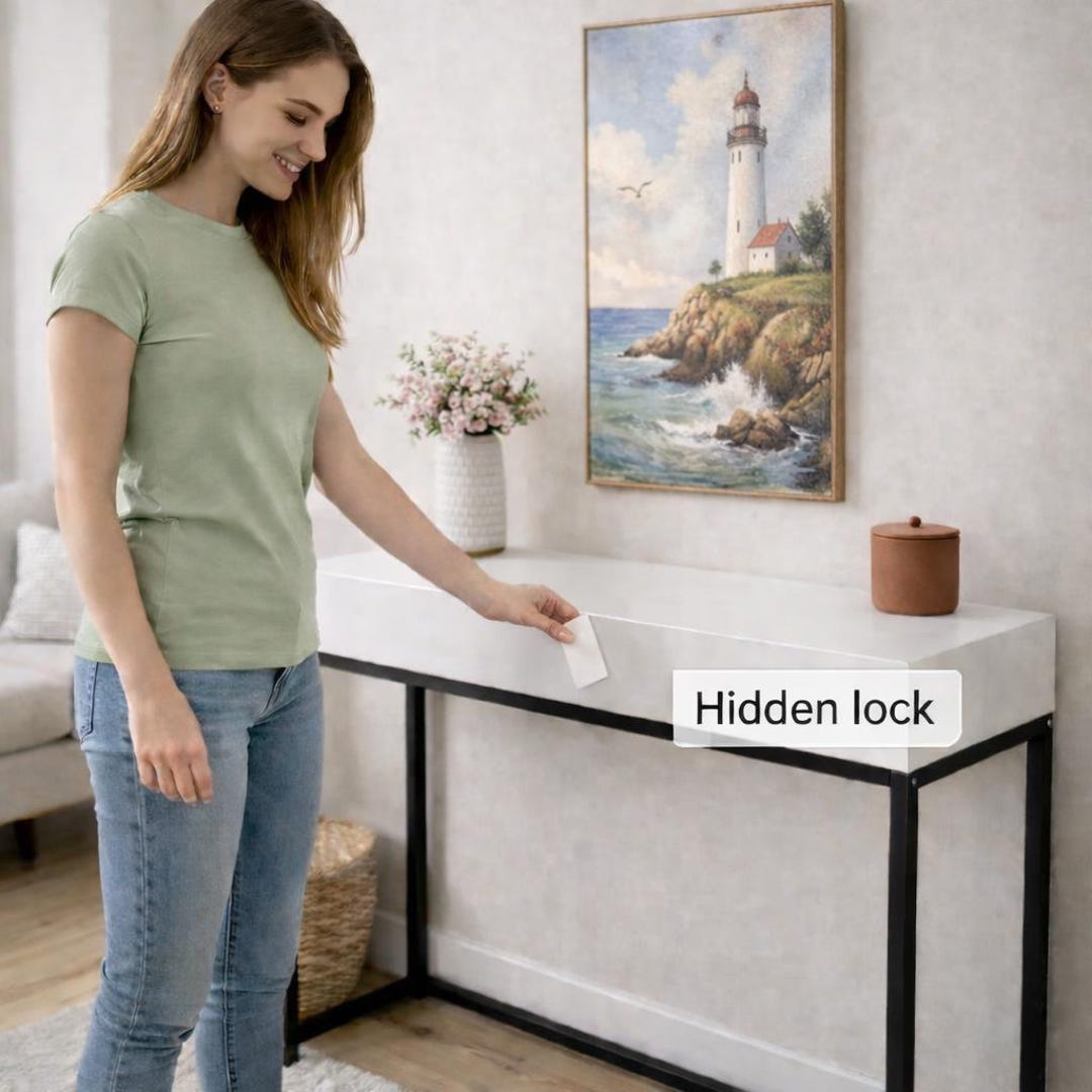 Custom Color Entryway Console Table With Safe, Secret Compartment ...