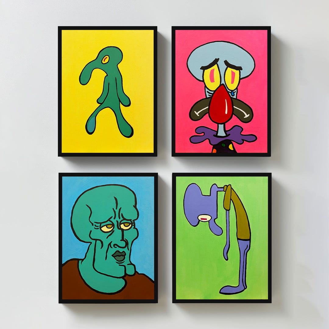 The Squidwards - Glow-in-the-dark Original Art / Acrylic Handmade ...