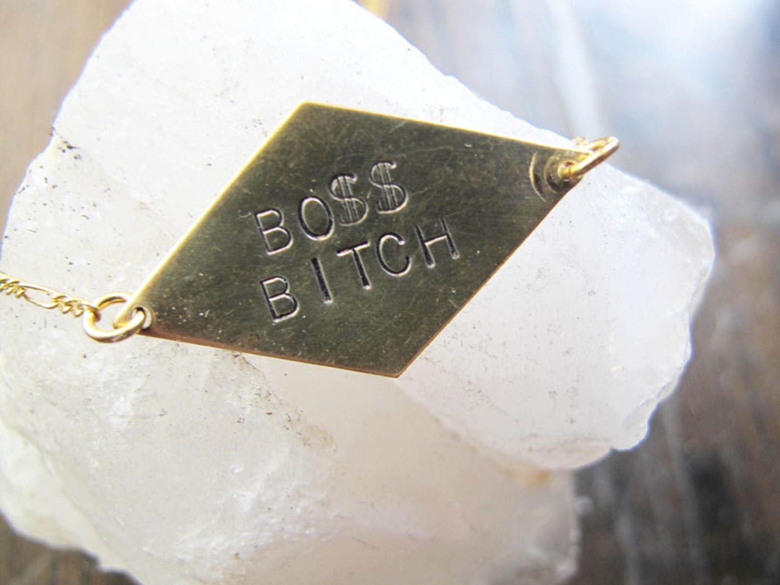BOSS BITCH Custom Engraved Necklace | Etsy