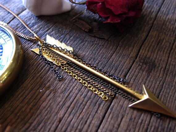 Arrow Chain Cluster Necklace - Etsy