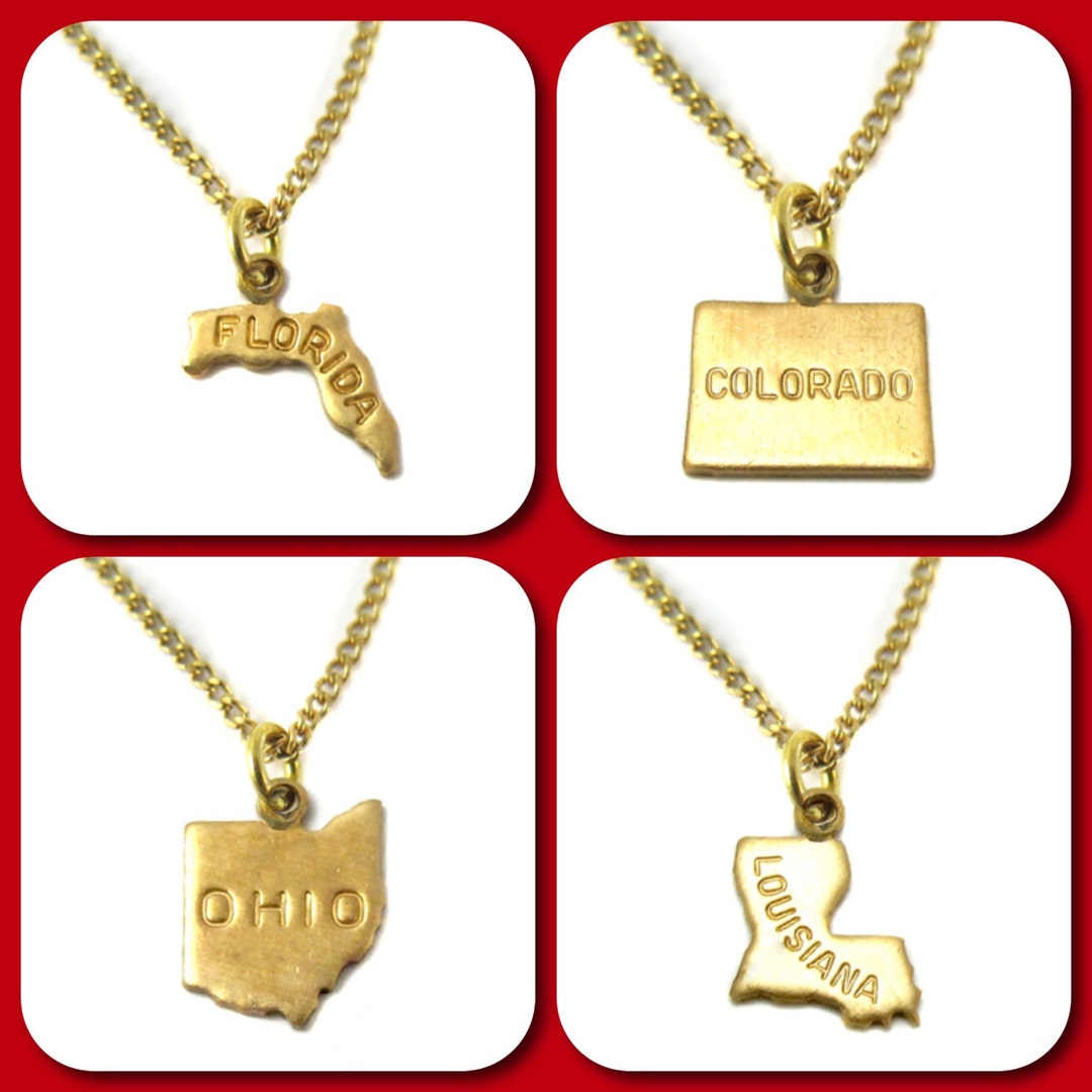 State Charm Necklace You Choose - Etsy