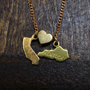 California Loves Kentucky State Charm Necklace - Etsy