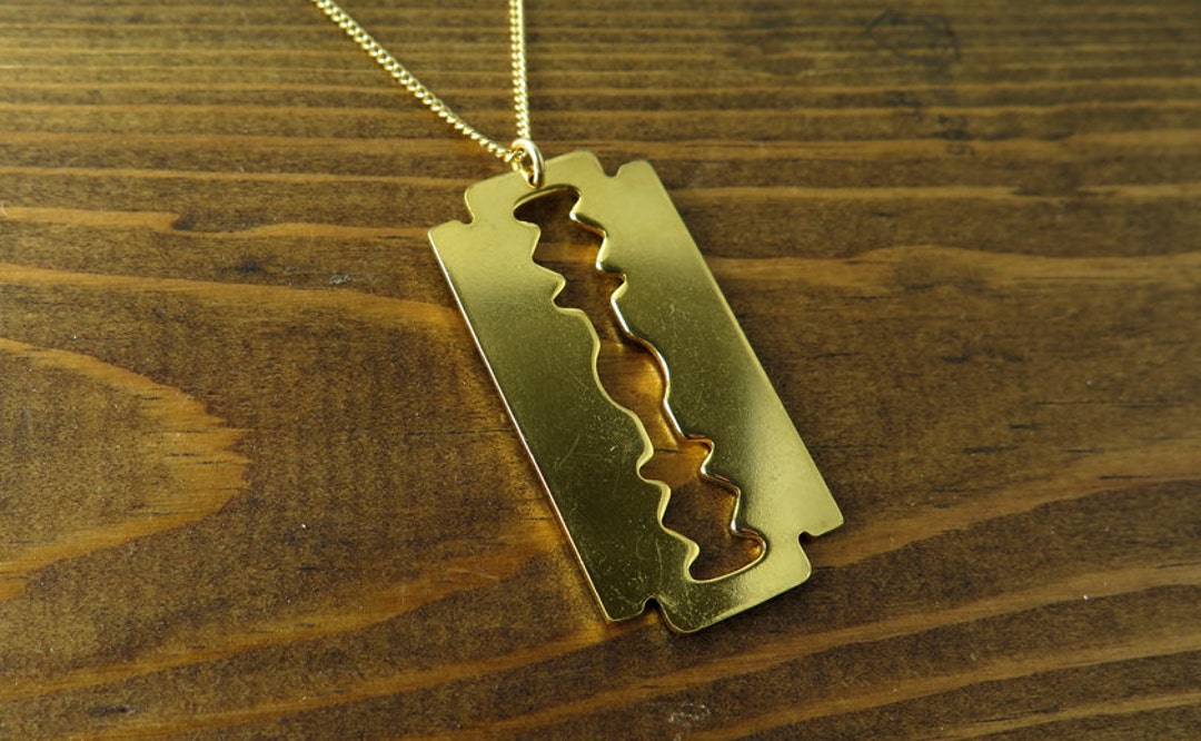 Vintage Style Razor Blade Pendant Necklace - Etsy