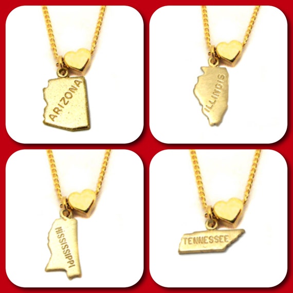 State Love Charm Necklace 18 Inches - Etsy
