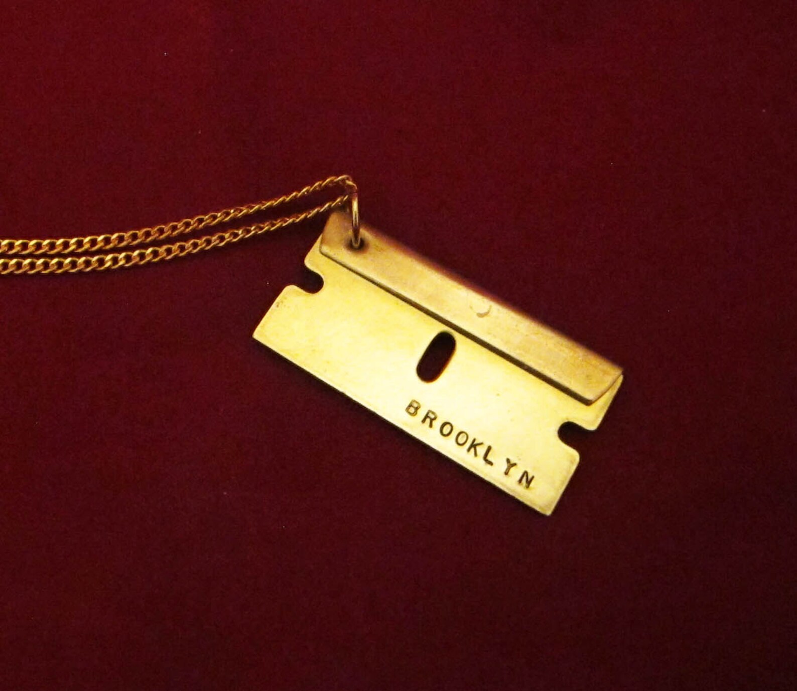 Brooklyn Razor Blade Engraved Pendant Necklace - Etsy
