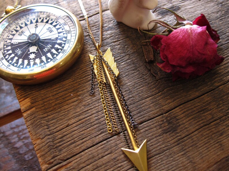 Arrow Chain Cluster Necklace - Etsy