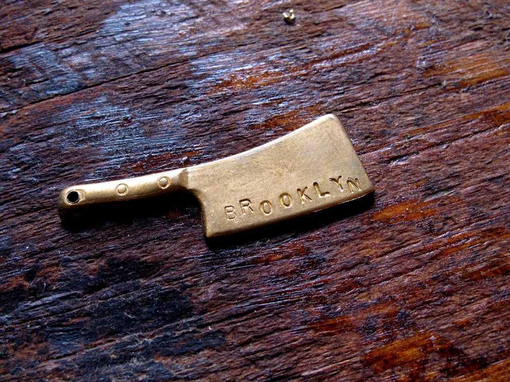 Brooklyn Meat Cleaver Custom Engraved Brass Charm - Etsy