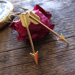 Straight as an Arrow Brass Charm Dangle Earrings - Etsy