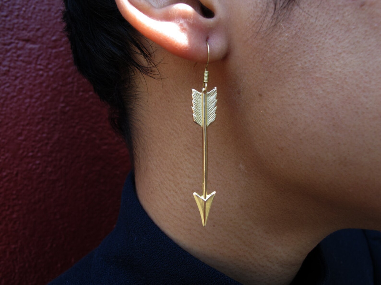 Straight as an Arrow Brass Charm Dangle Earrings | Etsy