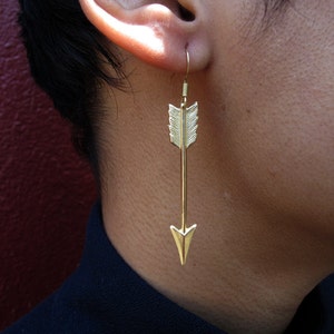 Straight as an Arrow Brass Charm Dangle Earrings - Etsy
