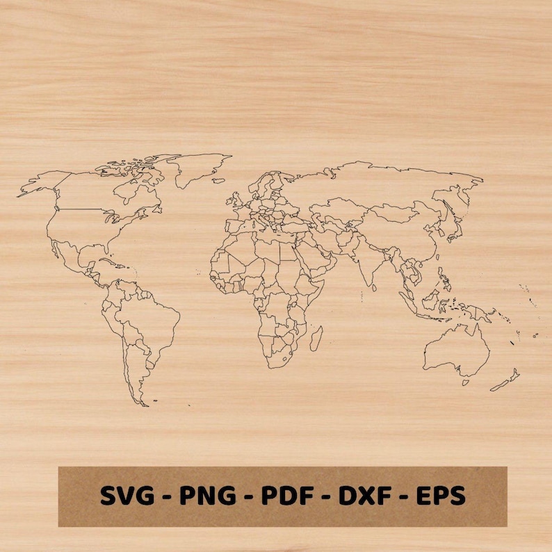Political World Map SVG: Vector Cut Files (digital Download) - Etsy