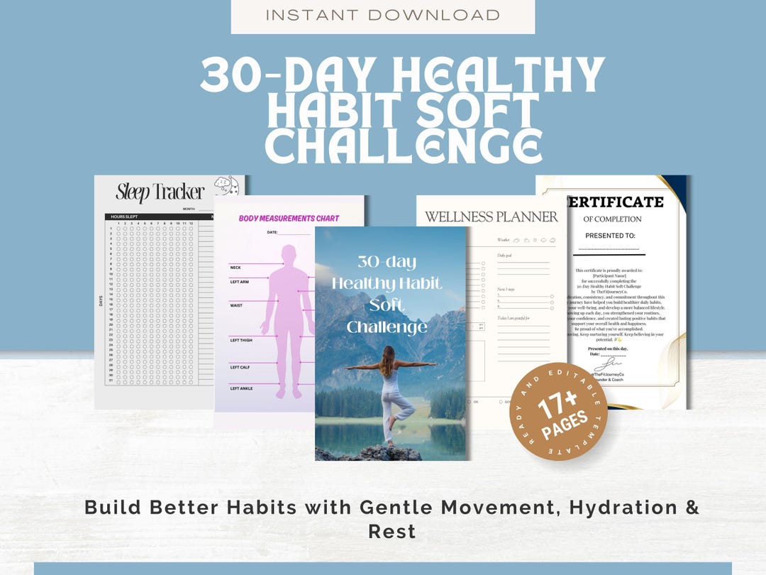 30-day Soft Habits Challenge Printable PDF | Daily Wellness Tracker for ...