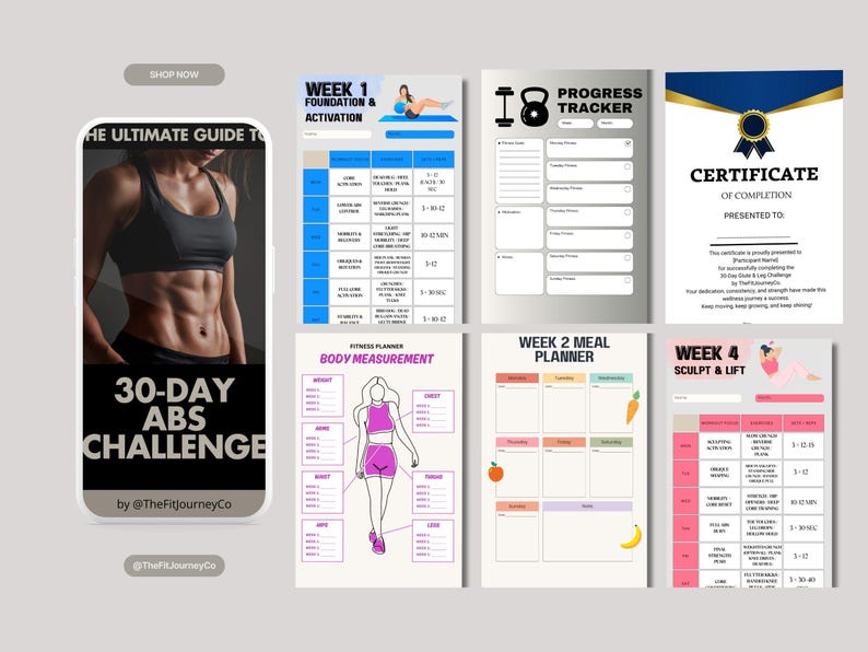30-day Abs & Core Challenge PDF | Belly Fat Workout Plan for Women ...