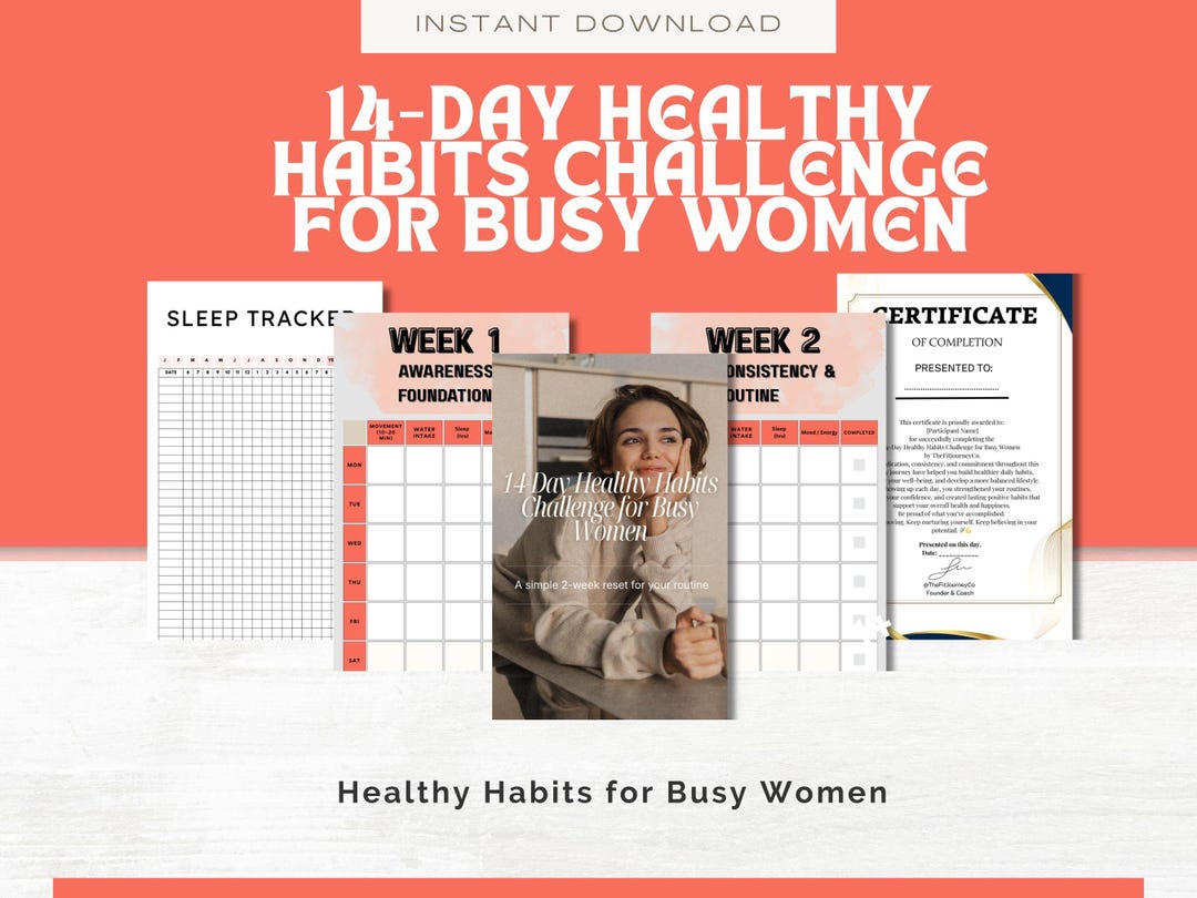 14-day Healthy Habits Challenge for Busy Women | Printable Habit ...