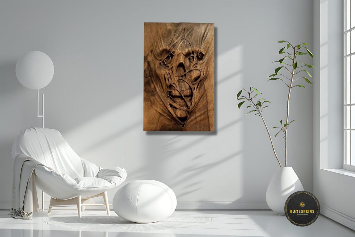 Hand Carved Wood Wall Art: Gothic Horror, Macabre Halloween Decor - Etsy