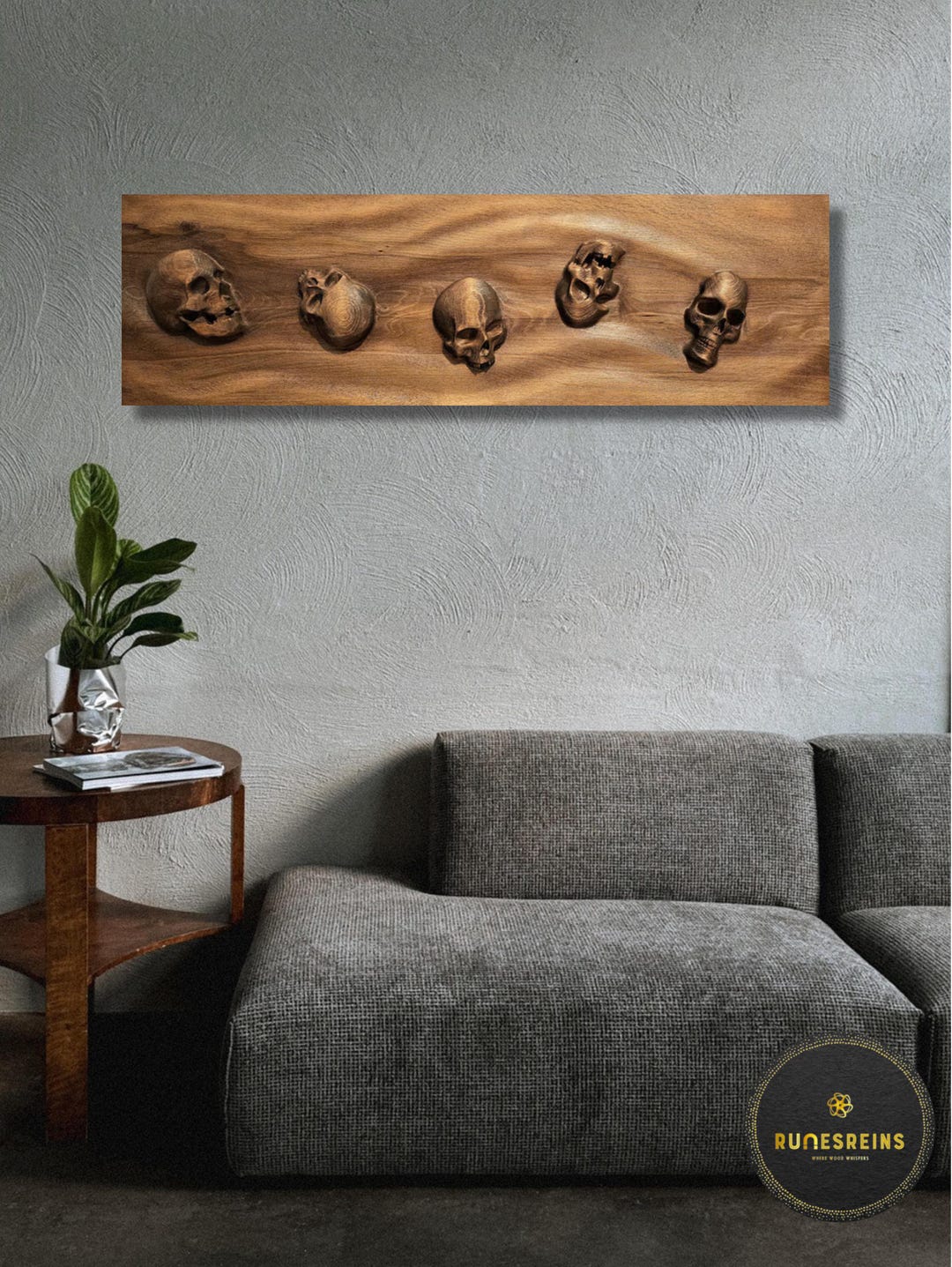 Gothic Skull Wood Carving: Macabre Wall Hanging - Dark Home Decor - Etsy